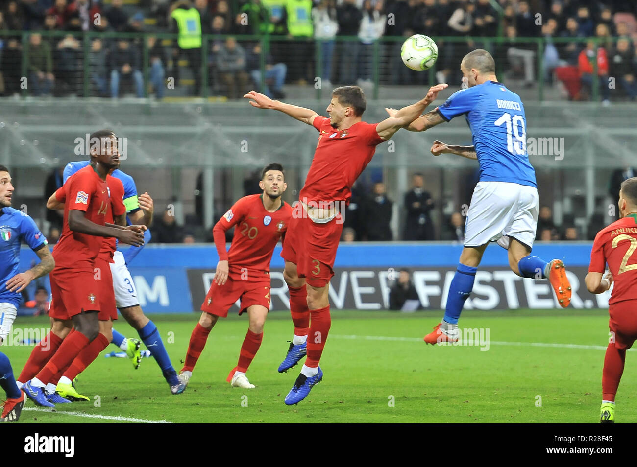 Milan, Italy. 17th Nov, 2018. Leonardo Bonucci (Italia) during the UEFA ...