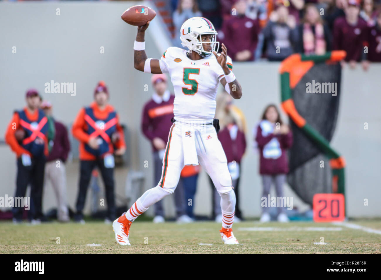 Blacksburg, VA, USA. 17th Nov, 2018. Miami Hurricanes quarterback N ...