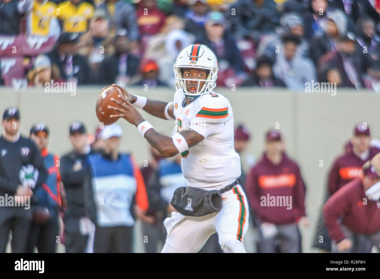 Blacksburg, VA, USA. 17th Nov, 2018. Miami Hurricanes quarterback N ...