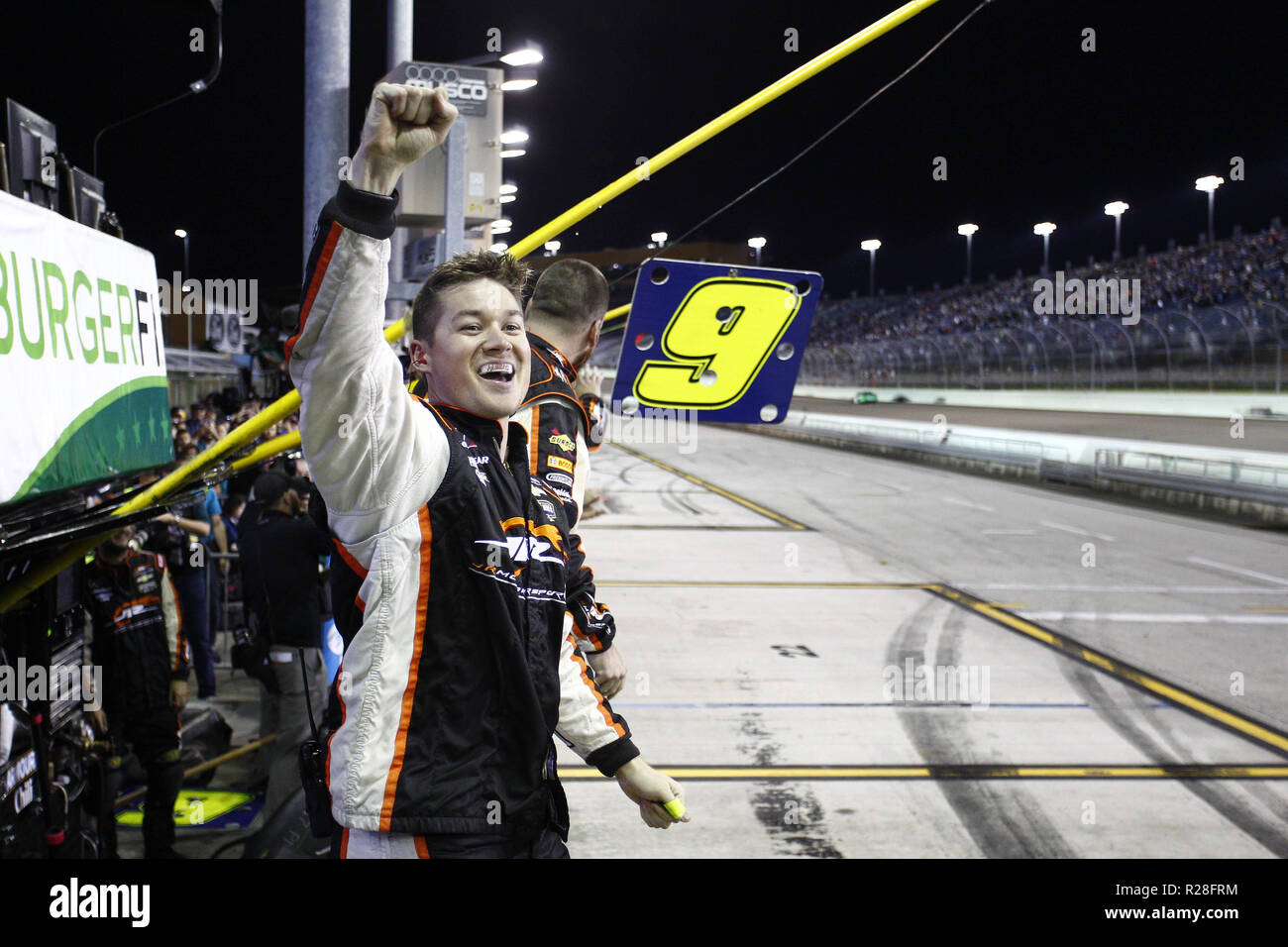 Homestead, Florida, USA. 17th Nov, 2018. Tyler Reddick (9) takes the ...