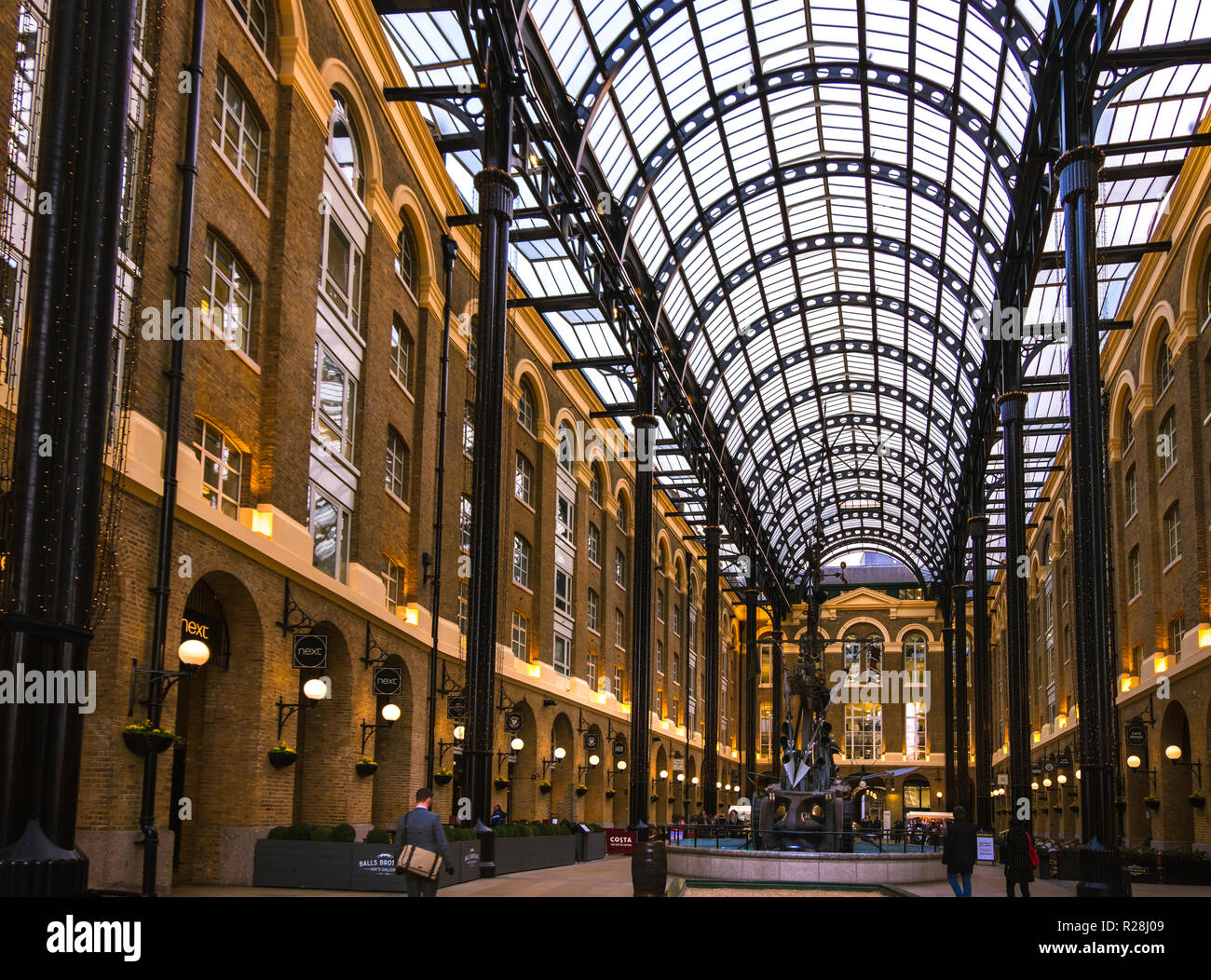LONDON, UK - March 20 2018: Wide view of Hay's Galleria, formerly Hay's ...