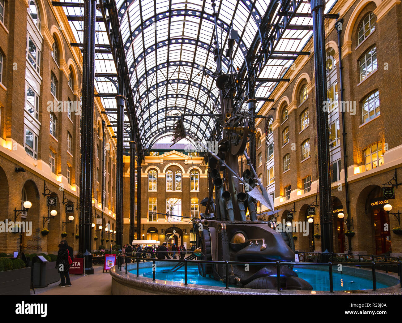 LONDON, UK - March 20 2018: Wide view of Hay's Galleria, which was ...