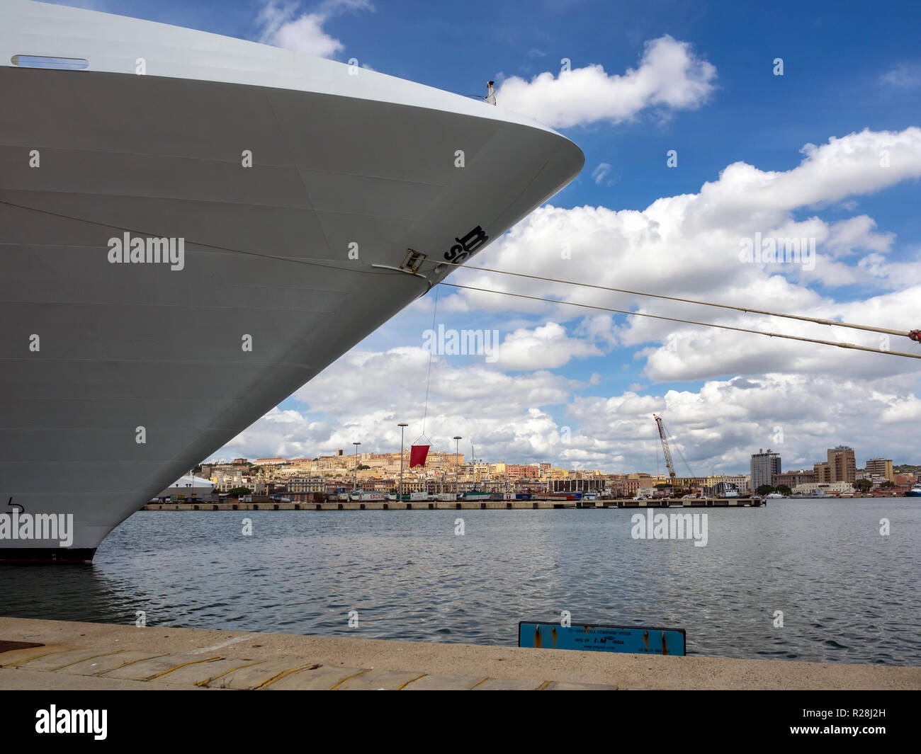 SARDINIA, ITALY - 05/22/2018: The MSC Cruise Ship Divina tied up in ... SARDINIA, ITALY - 05/22/2018: The MSC Cruise Ship Divina tied up in ...