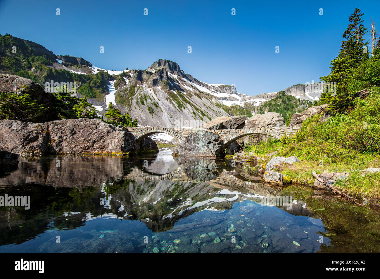 Chain Lakes Mountain Bridge Stock Photo - Alamy