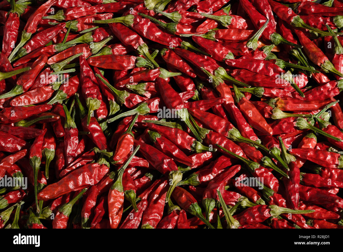 Fresh dried red hot chilis cayenne pepper background capsicum annuum ...