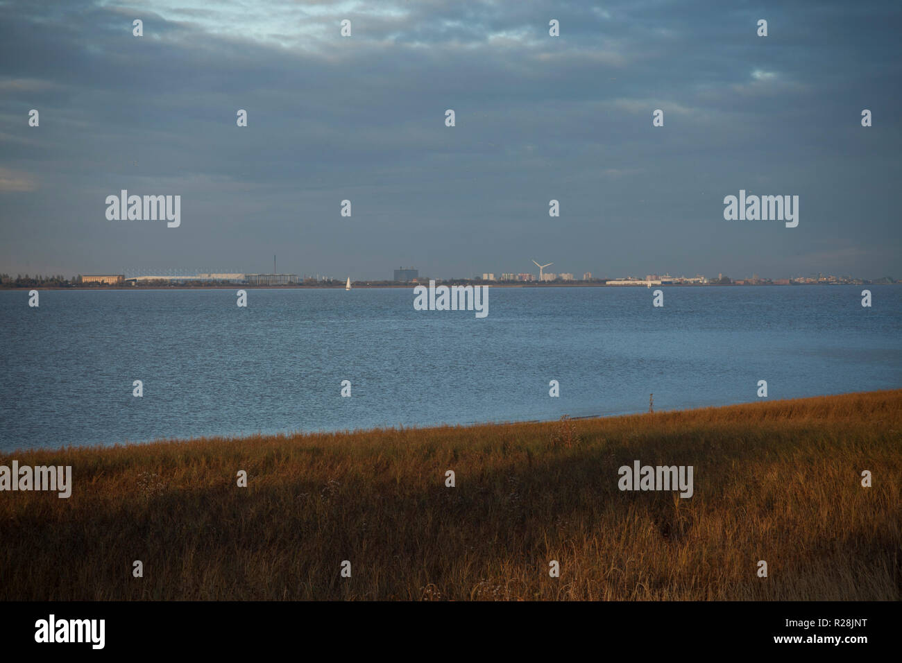 View of hull kingston upon hull city skyline from river hi-res stock ...
