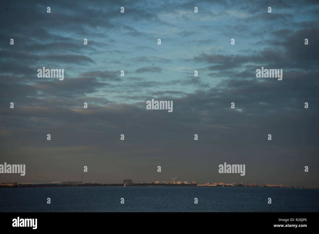 View of hull kingston upon hull city skyline from river hi-res stock ...