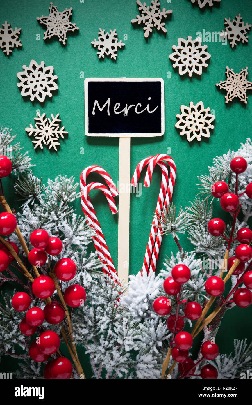 Retro Black Christmas Sign,Lights, Merci Means Thank You Stock Photo ...