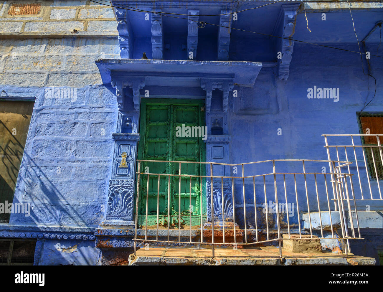 Ancient blue house in Jodhpur, India. Jodhpur is the second largest ...