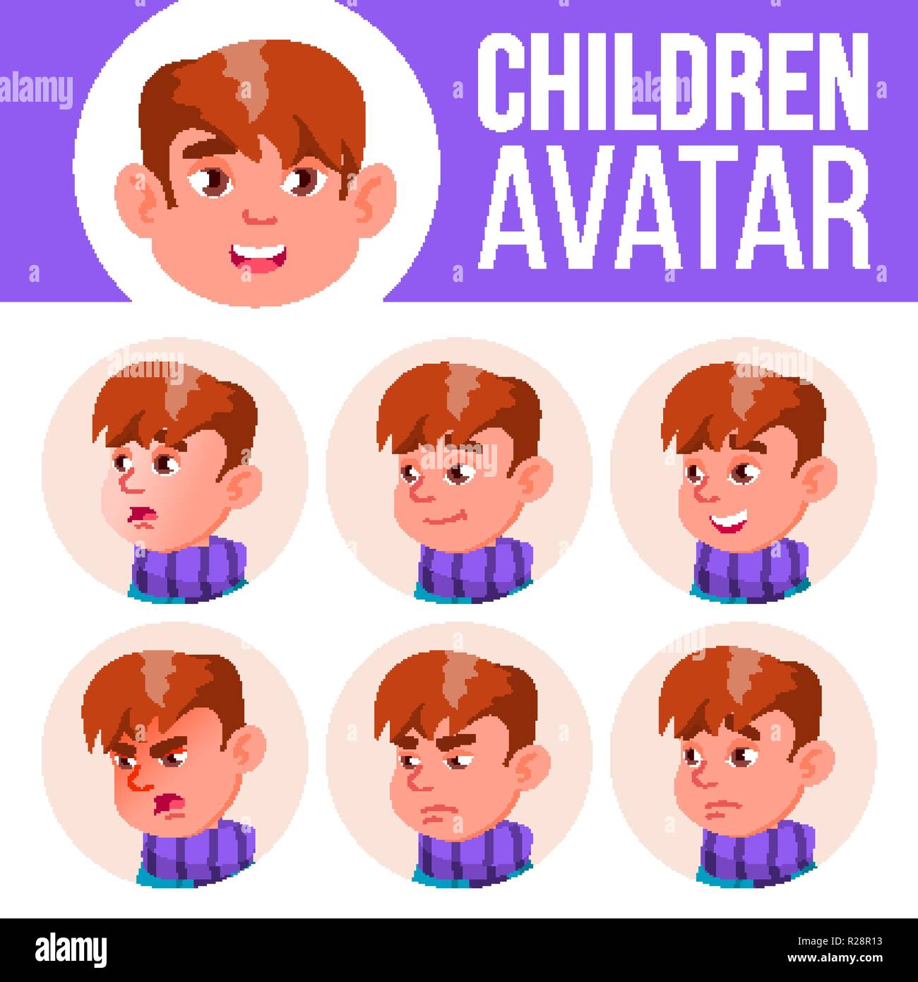 Boy Avatar Set Kid Vector. Primary School. Face Emotions. Children ...