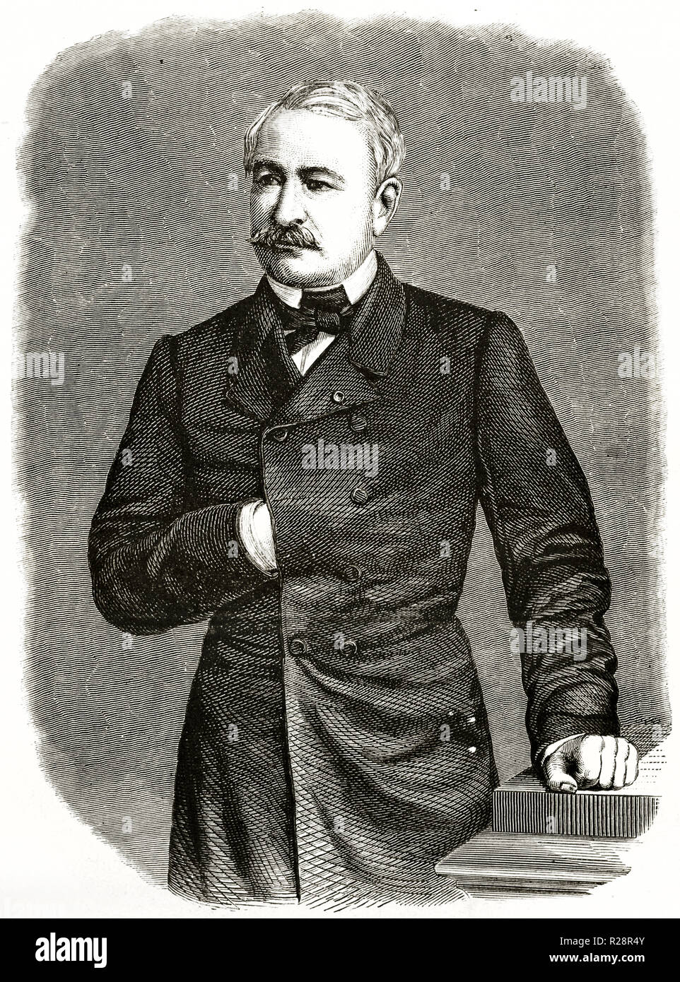 Old portrait of Ferdinand de Lesseps (1805 – 1894), French diplomat and developer of the Suez ...