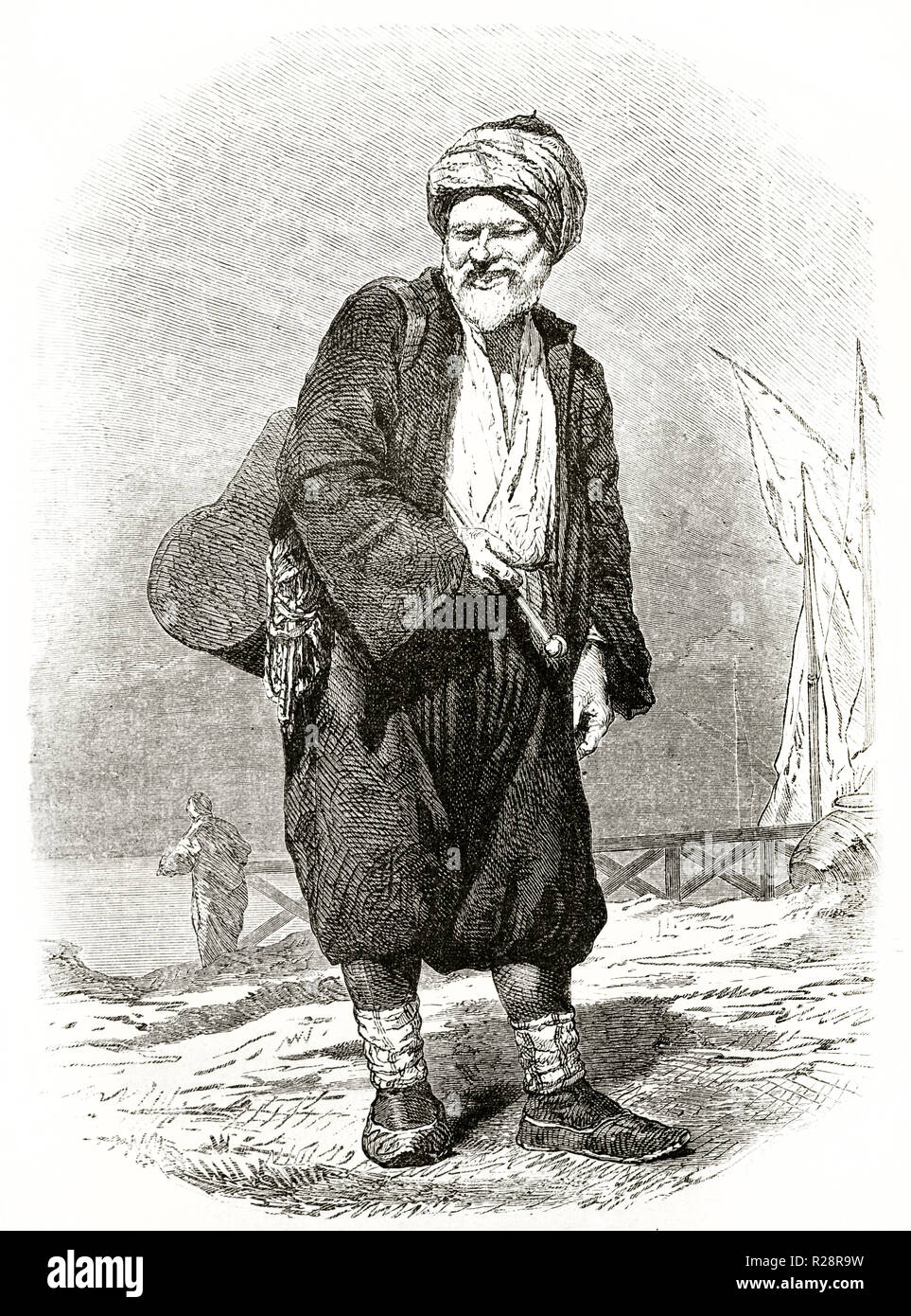 Old engraved portraid of Turkish hamal (porter). By Proust, publ. on le ...