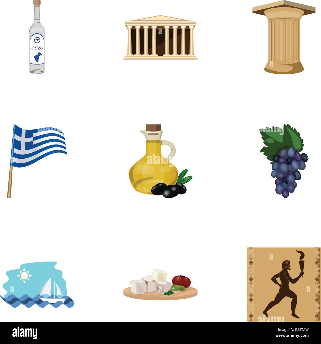 Greece set icons in cartoon design. Big collection of Greece vector ...