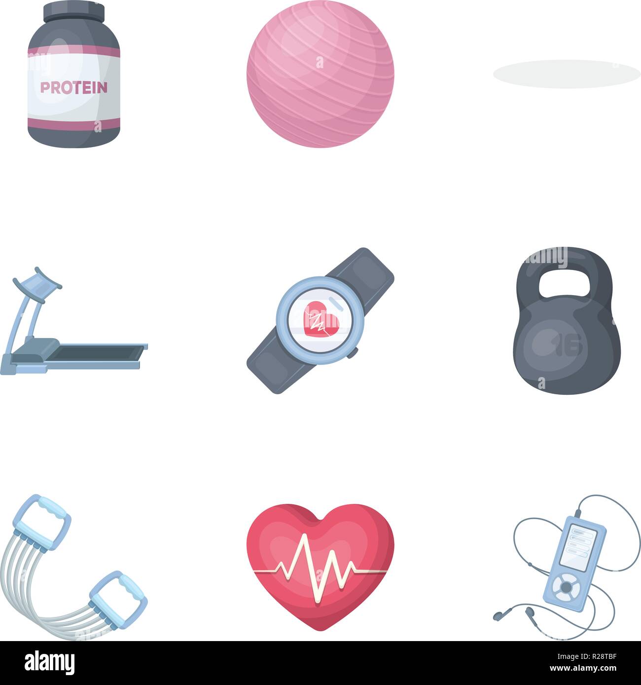 A set of pictures about the gym, training.Gym and Workout single icon ...