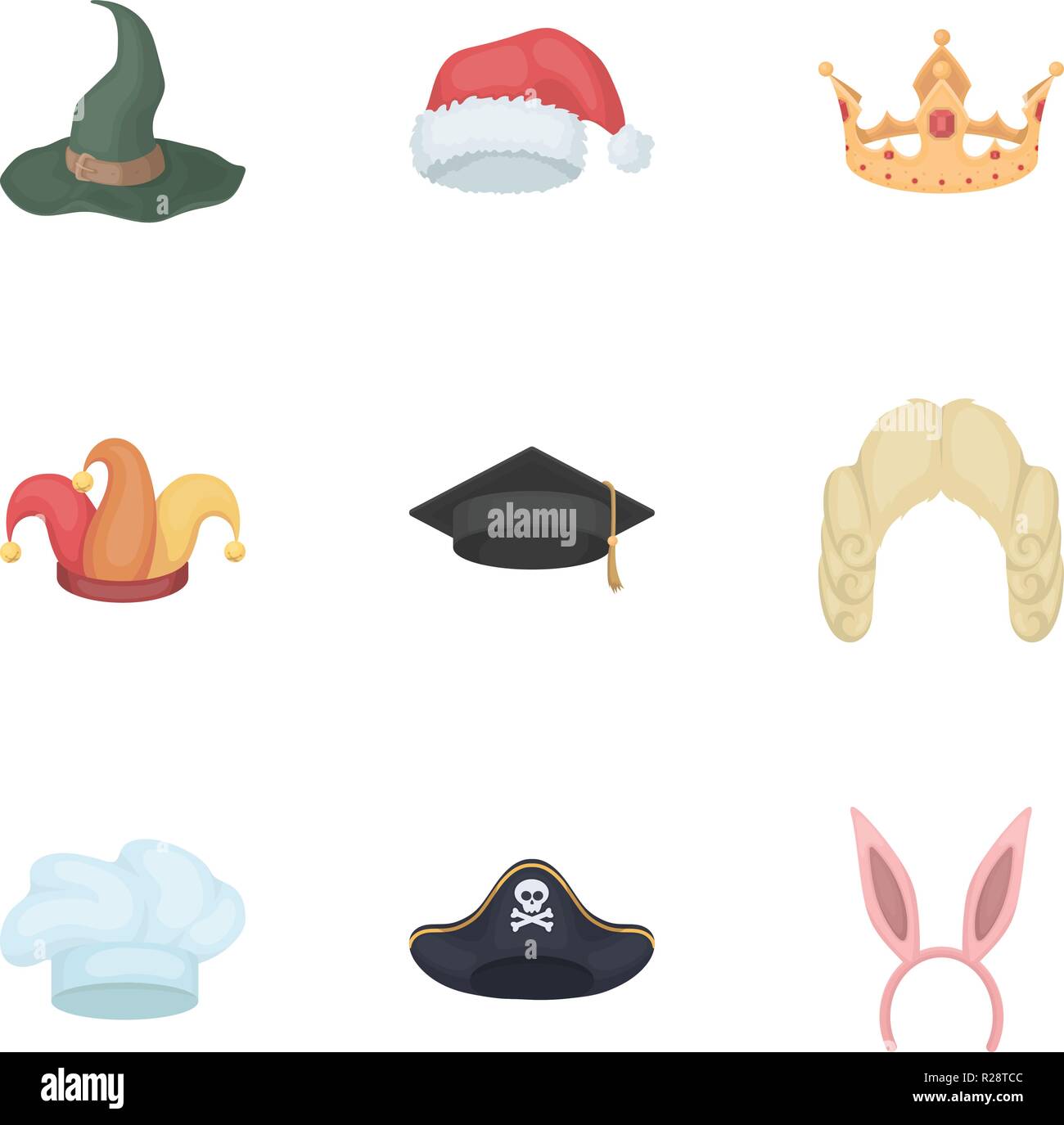 Hats set icons in cartoon style. Big collection of hats vector symbol ...