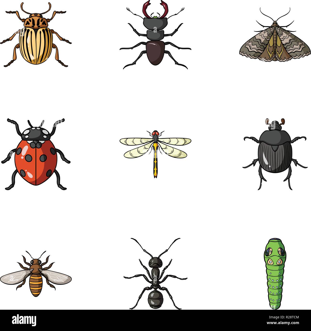 Insects set icons in cartoon design. Big collection of insects vector ...