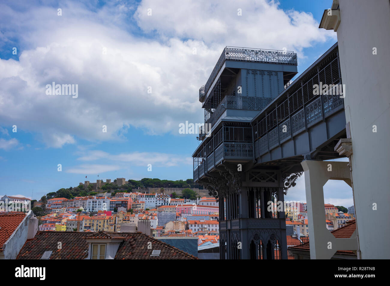 The Santa Justa Lift, also known as the Carmo Lift, located in Lisbon ...