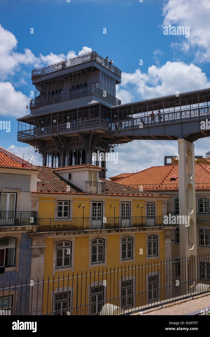 The Santa Justa Lift, also known as the Carmo Lift, located in Lisbon ...