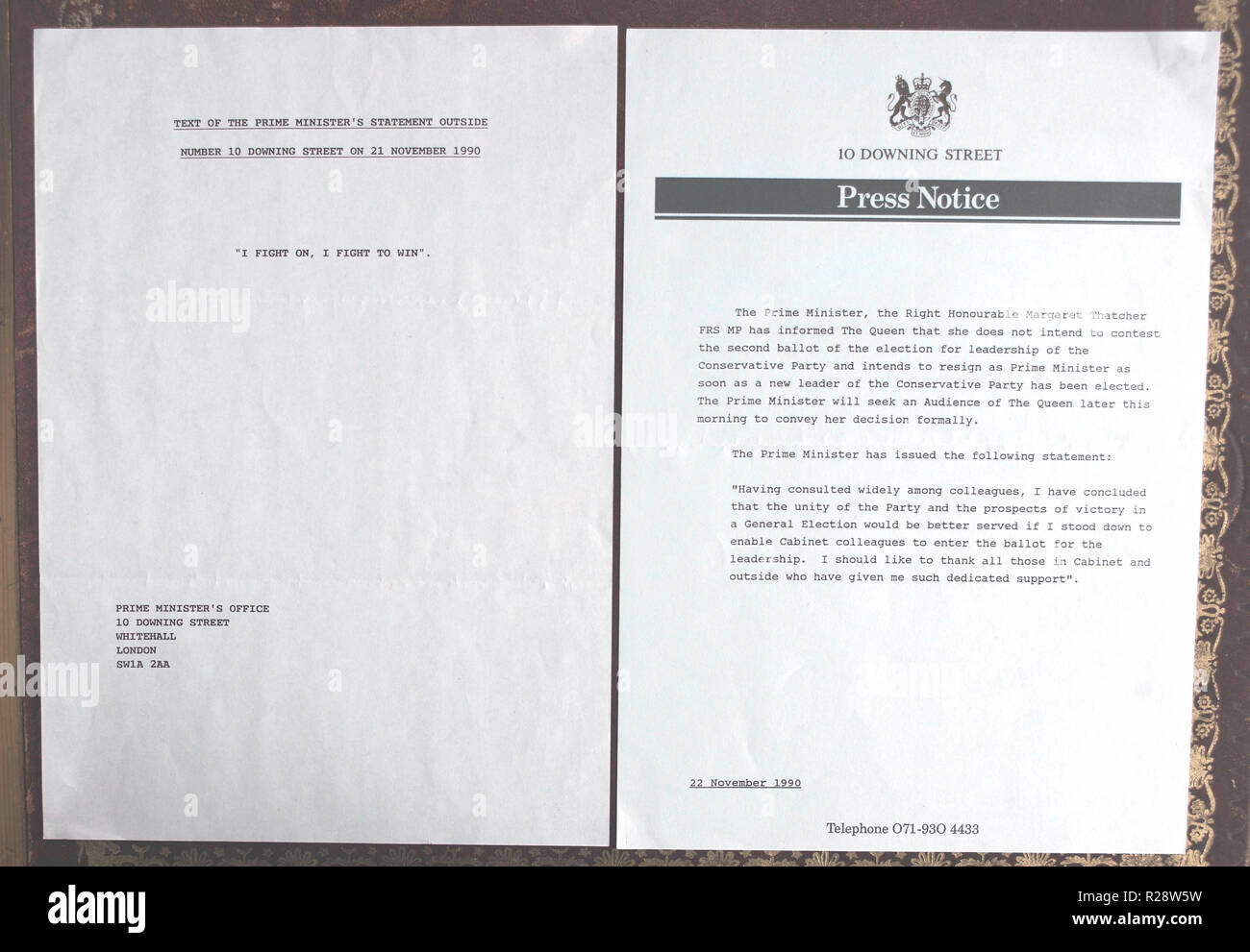 Margaret thatcher resignation hi-res stock photography and images - Alamy