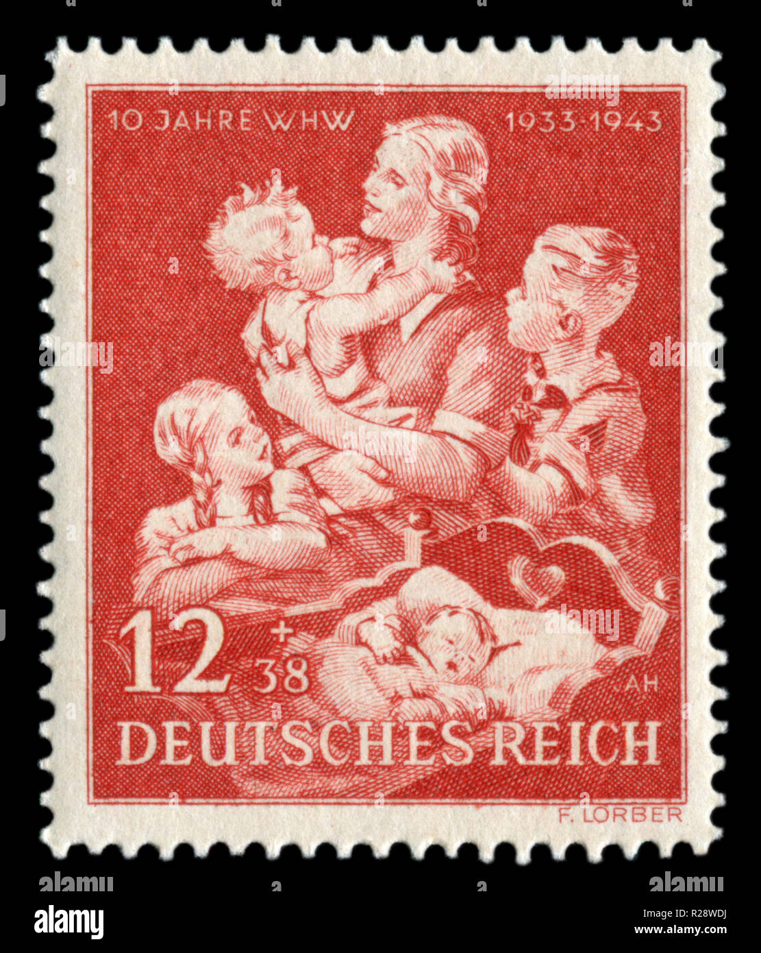 German historical stamp: Mother with child. Anniversary issue dedicated ...