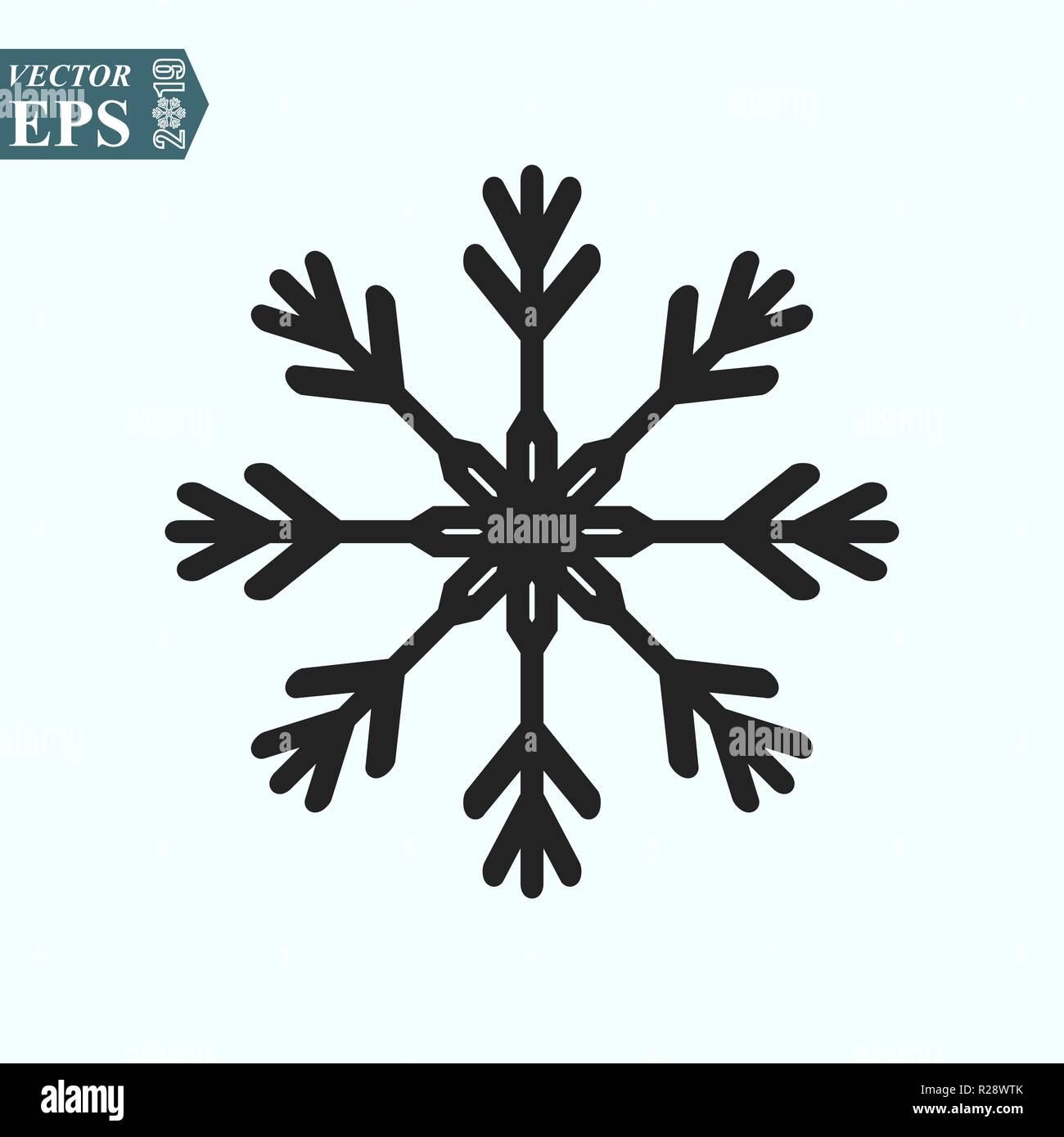 Snow vector icon. Black Snowflake. Flat vector illustration in black on ...