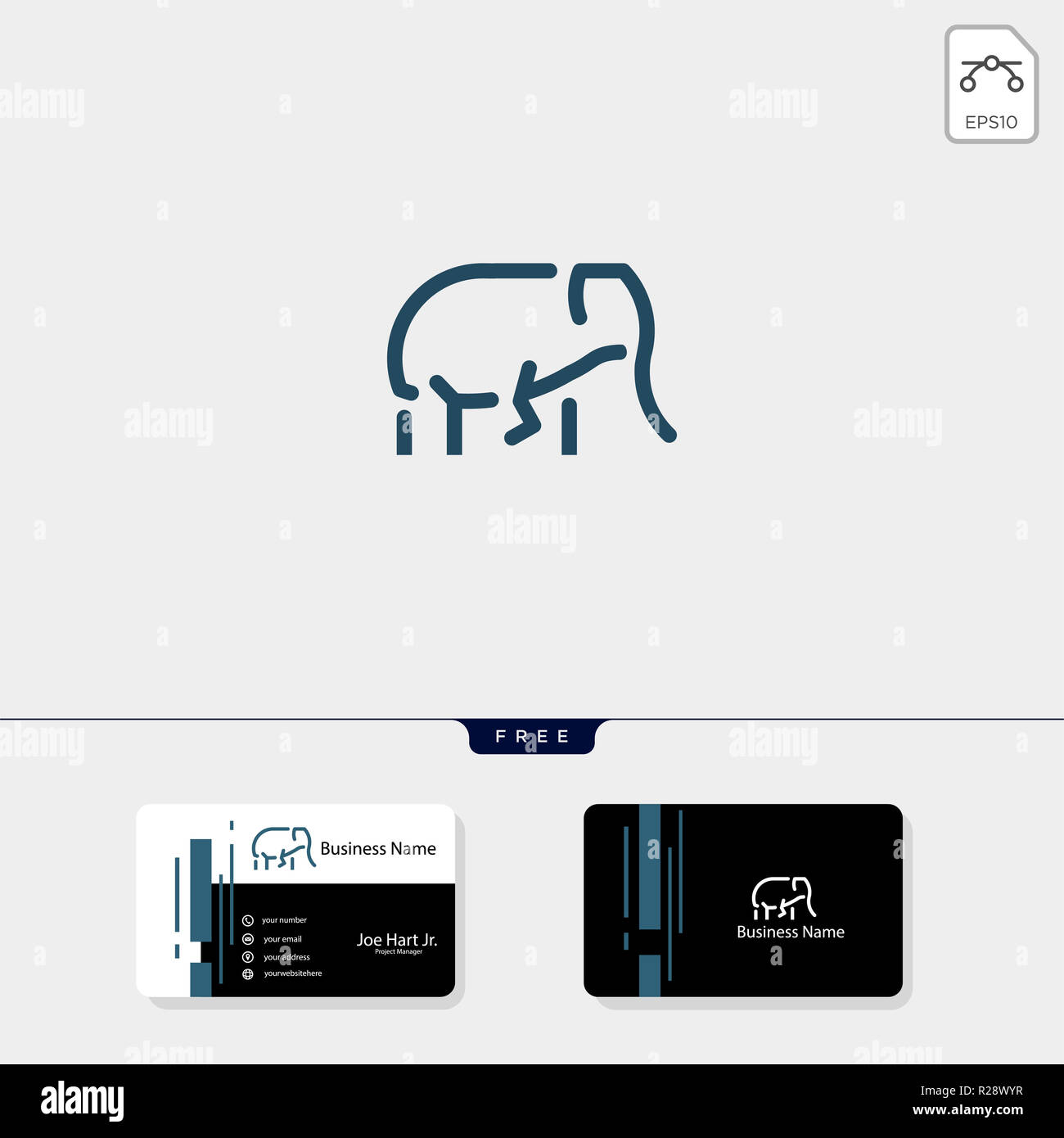 minimal elephant logo template with outline style, vector illustration ...