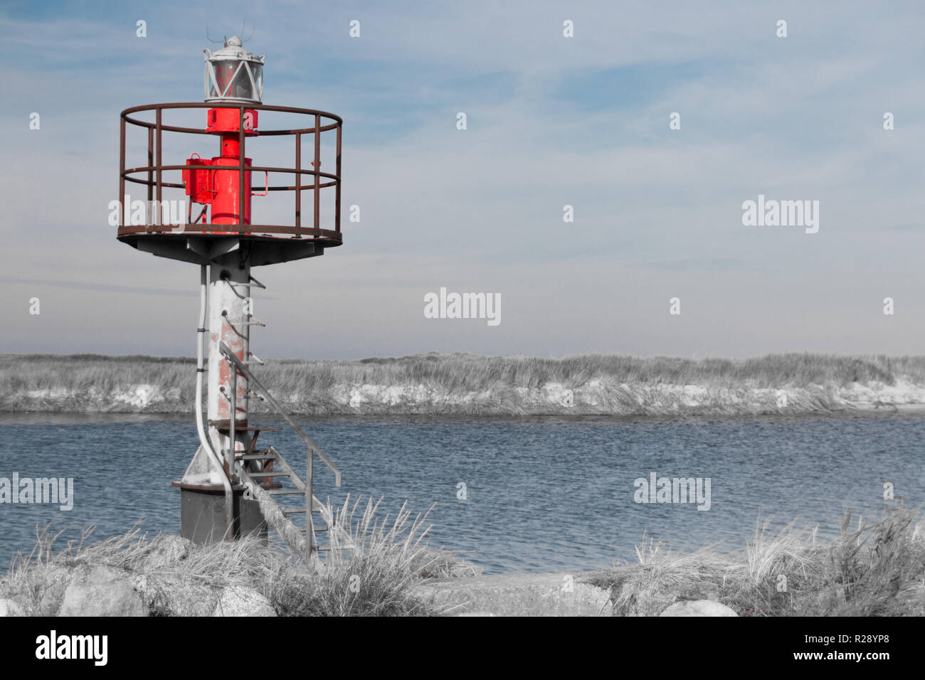 Prerow, Germany - October 10, 2018: View of an old beacon at the ...