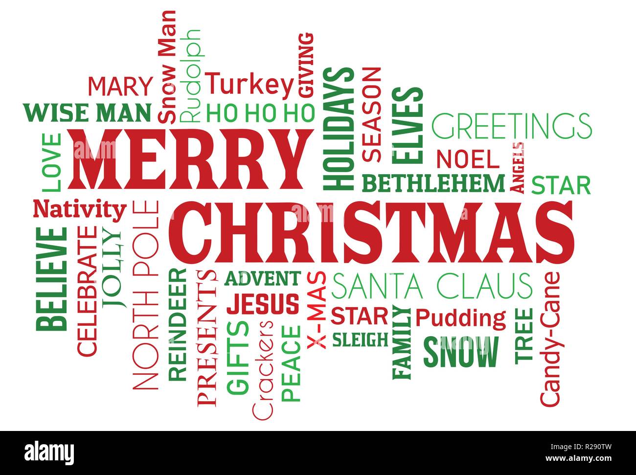 Merry Christmas word cloud concept on white background, vector ...