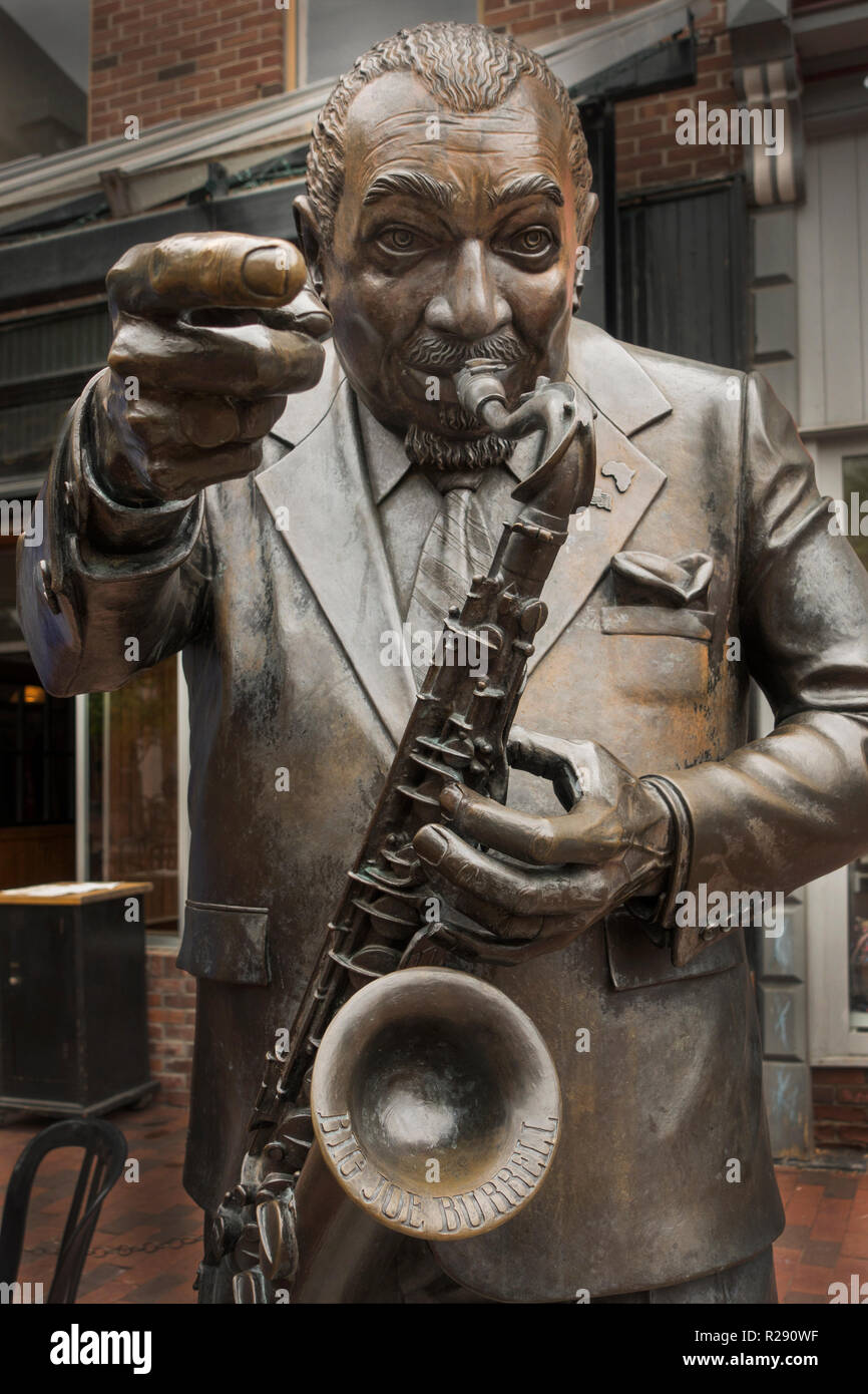 Big Joe Burrell sculpture Burlington Vermont Stock Photo - Alamy