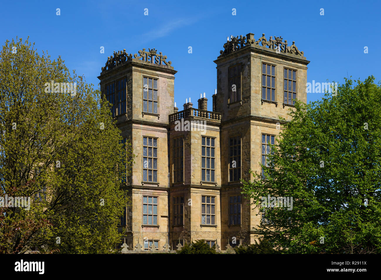 Hardwick Hall, Elizabethan country house in Derbyshire, England Stock ...