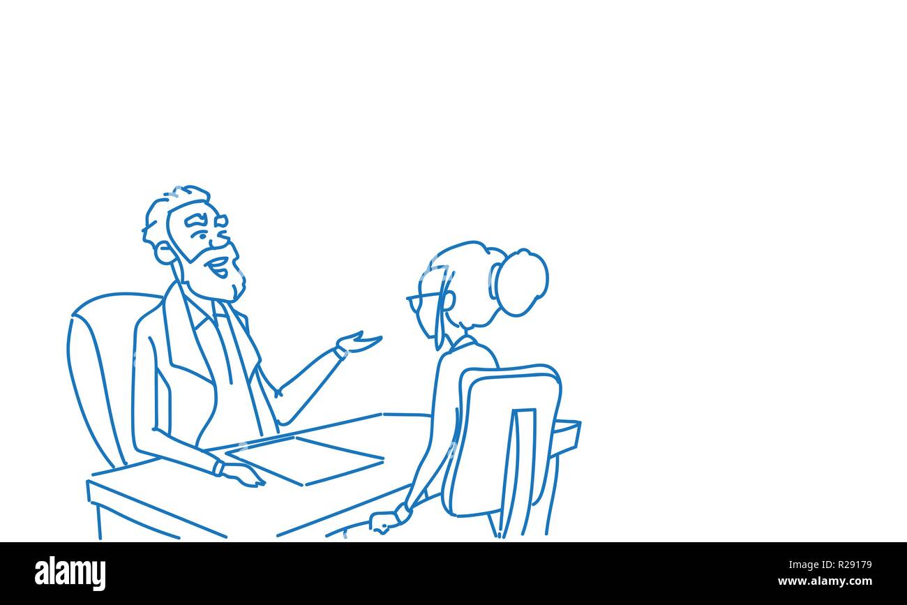 Business people man woman talking interview communication sitting ...