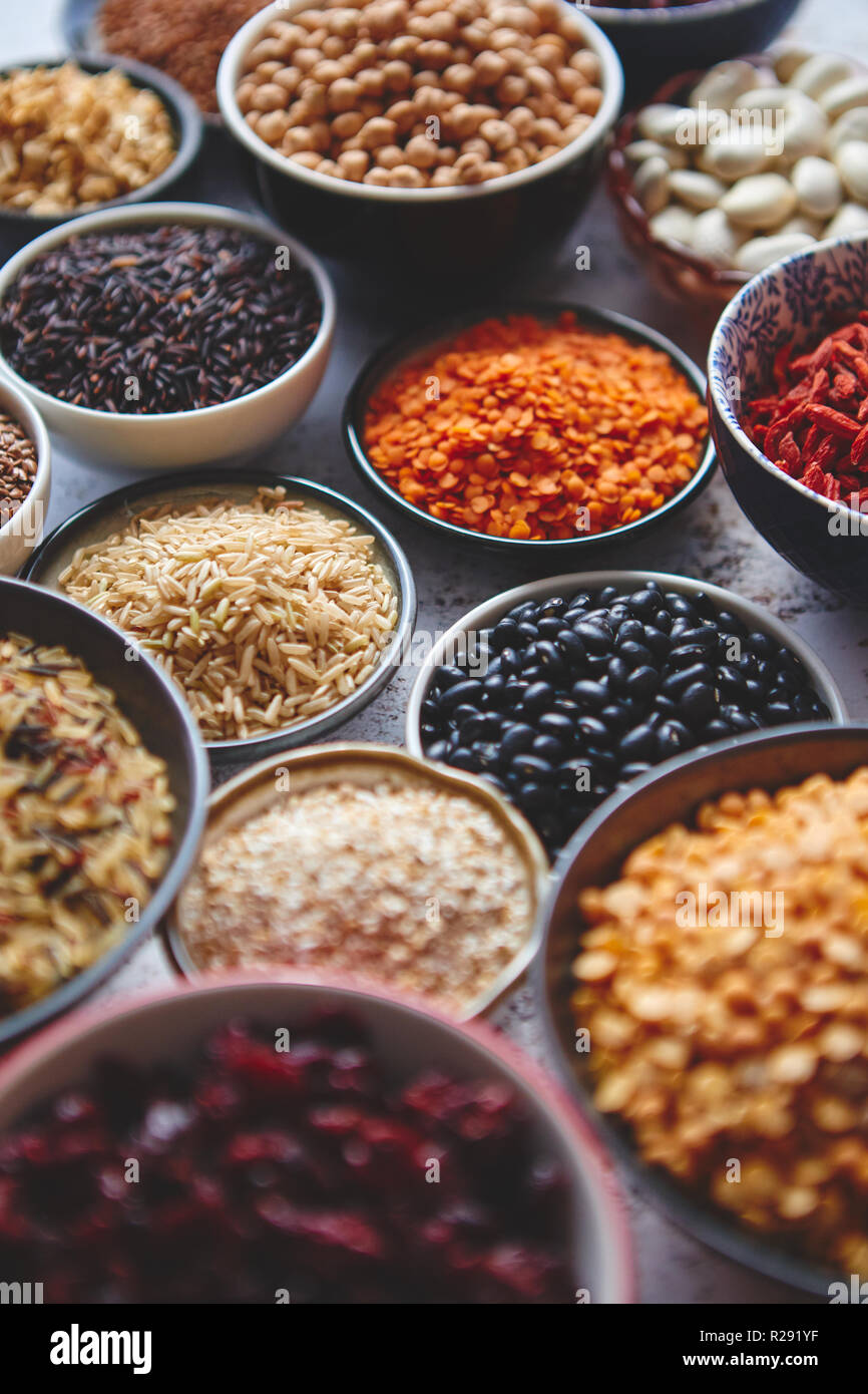 Assortment of various healthy foods hi-res stock photography and images ...