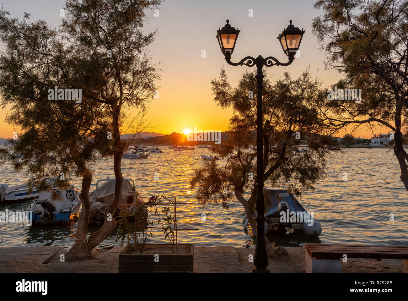 View of Aliki beach at sunset - Cyclades island - Aegean sea - Aliki ...
