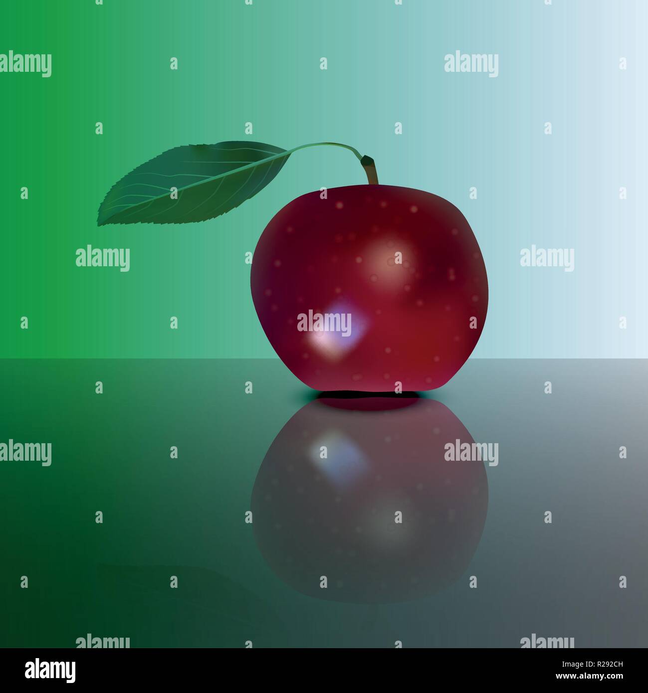 Red apple on mirror Vector Stock Vector Image & Art - Alamy