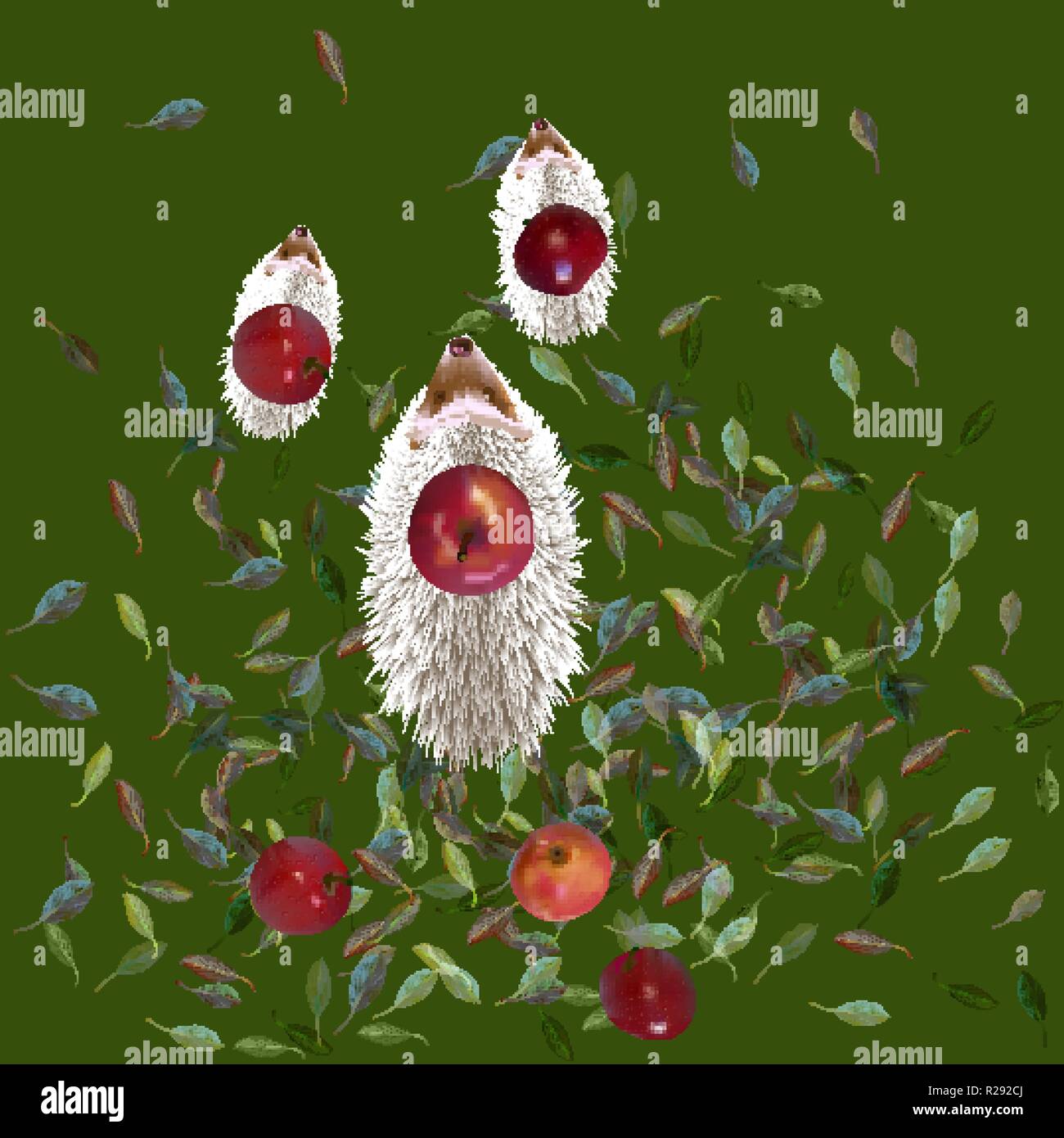 Hedgehogs and apples Vector Stock Vector Image & Art - Alamy