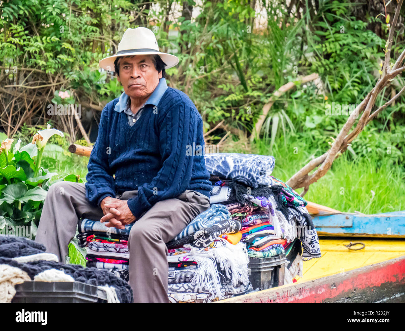 Mexican local vendor selling traditional handicrafts on the street ...