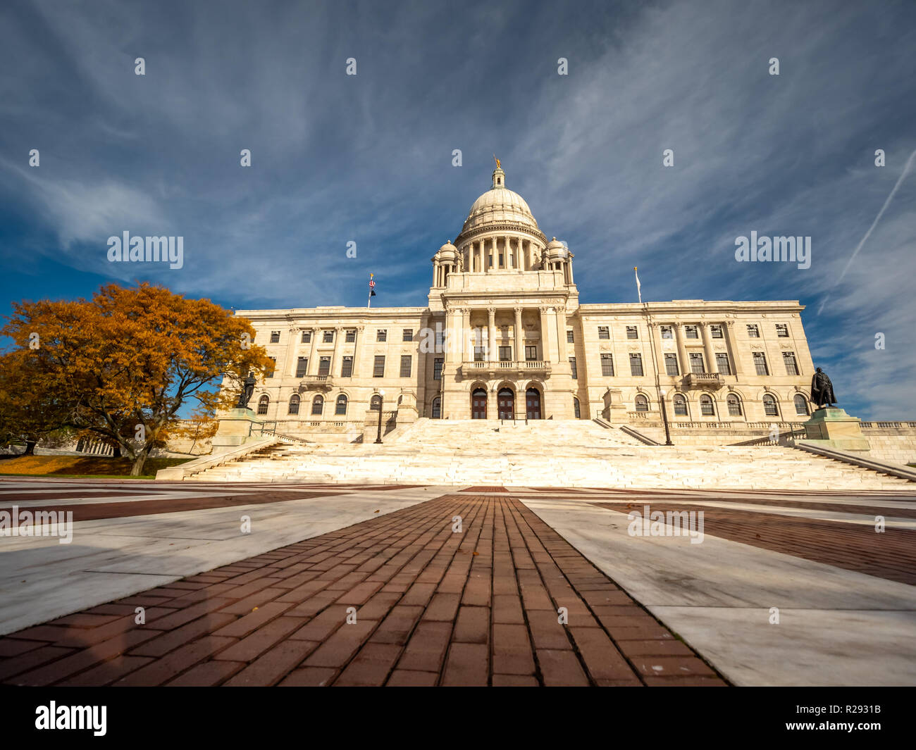 Wide Angle View of the Providence State House With Large Tree on the ...