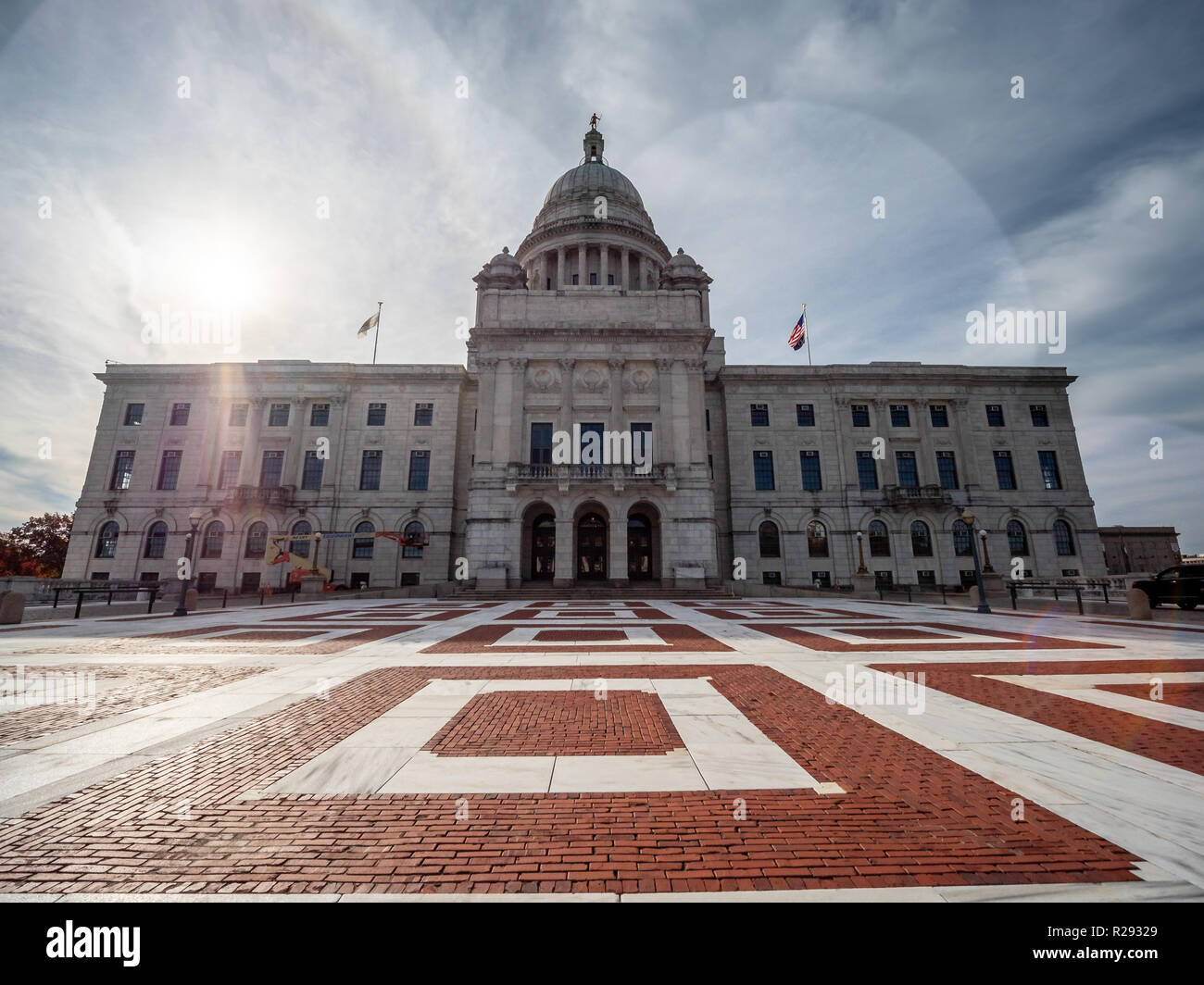 Wide Angle Picture of the Back of the State House In Providence Rhode ...