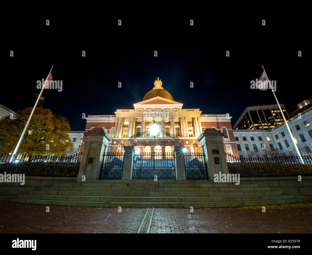 Massachusetts State House on a Clear Night Stock Photo - Alamy
