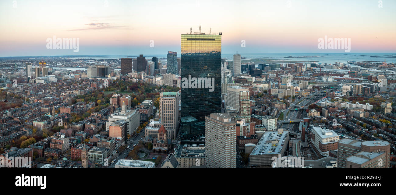 Panoramic Aerial View of East Boston Skyline With Airport in the ...