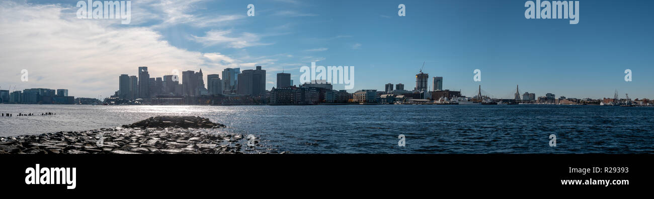 High Resolution Picture of the Boston Skyline from East Boston Stock ...