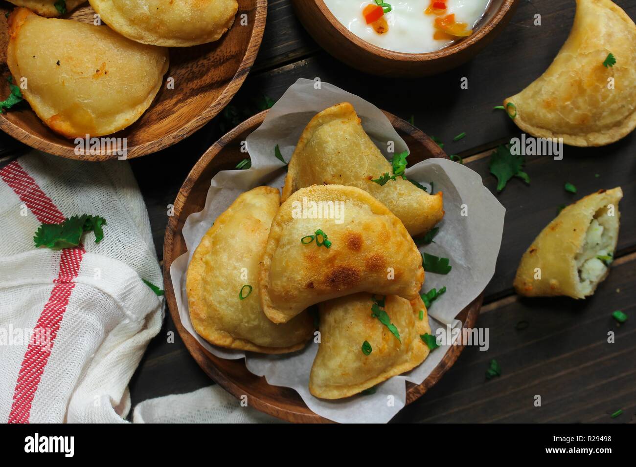 Homemade Potato cheese Pierogi / Perogies close up Stock Photo - Alamy