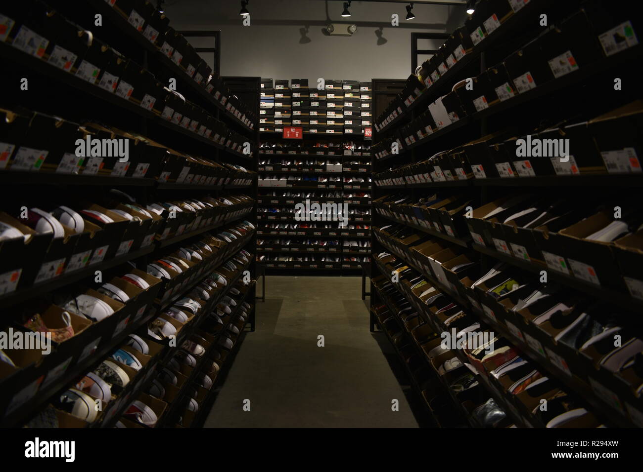 Inside a shoe store Stock Photo - Alamy