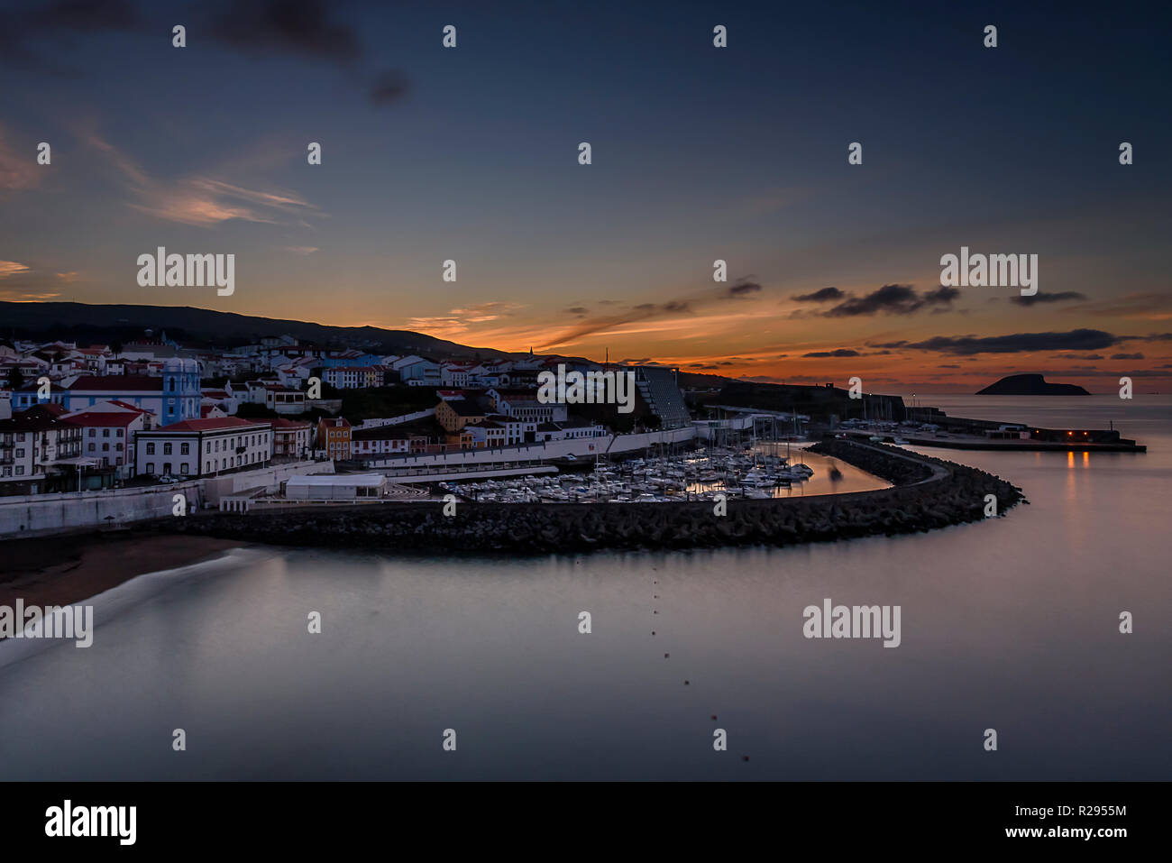 aerial view of the city of angra do heroismo, azores portugal Stock ...
