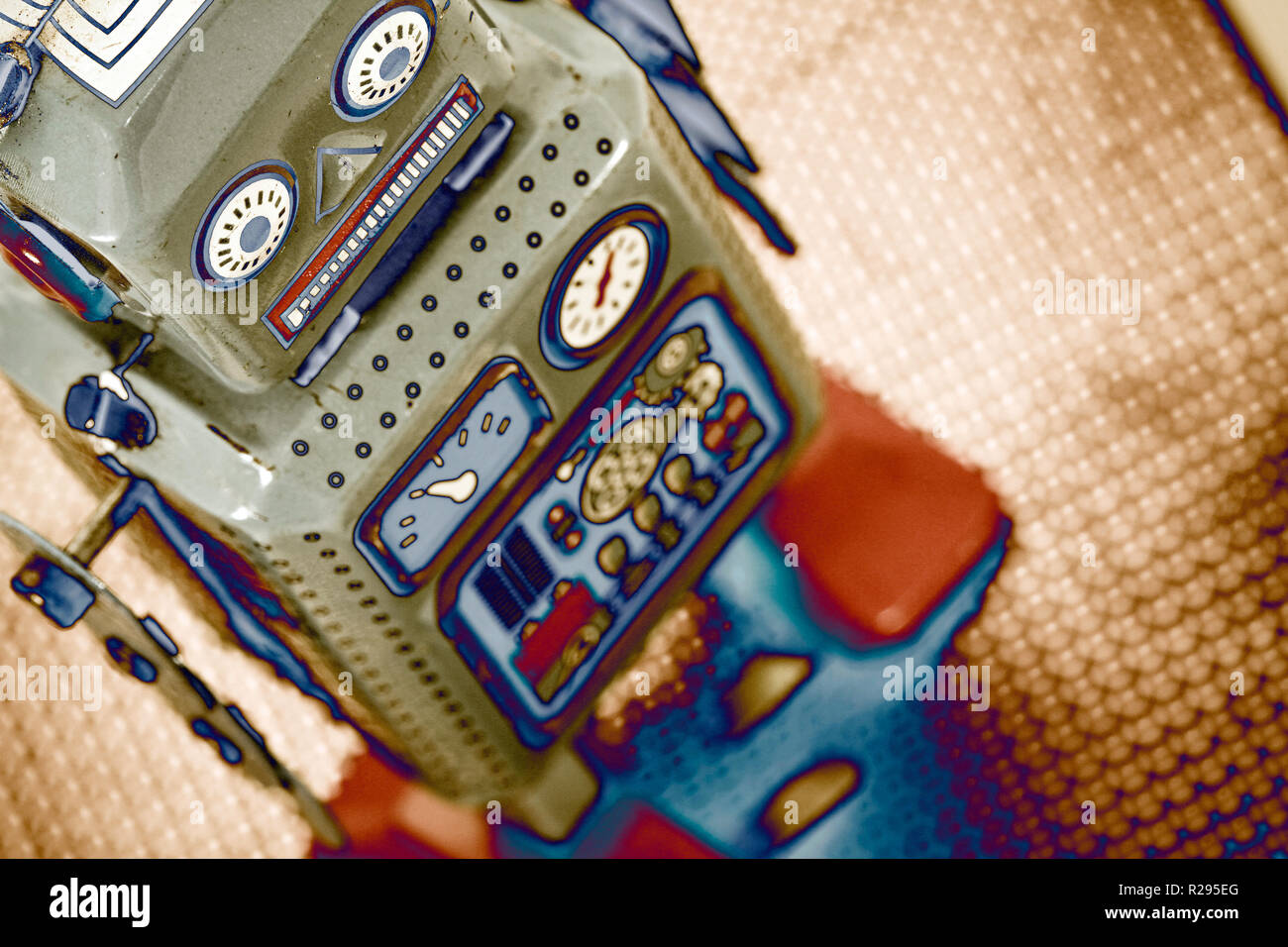 surrealistic grim robot toy from above abstract image Stock Photo - Alamy
