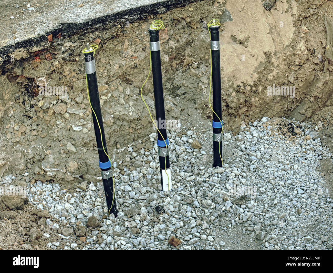 Connection of the water pipe tap to house, branch with controlling high ...