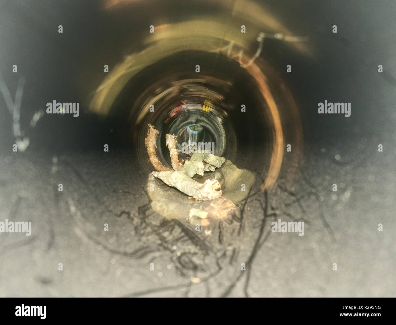 Inside of HDPE pipe. Laying of high press plastic water pipes at ...