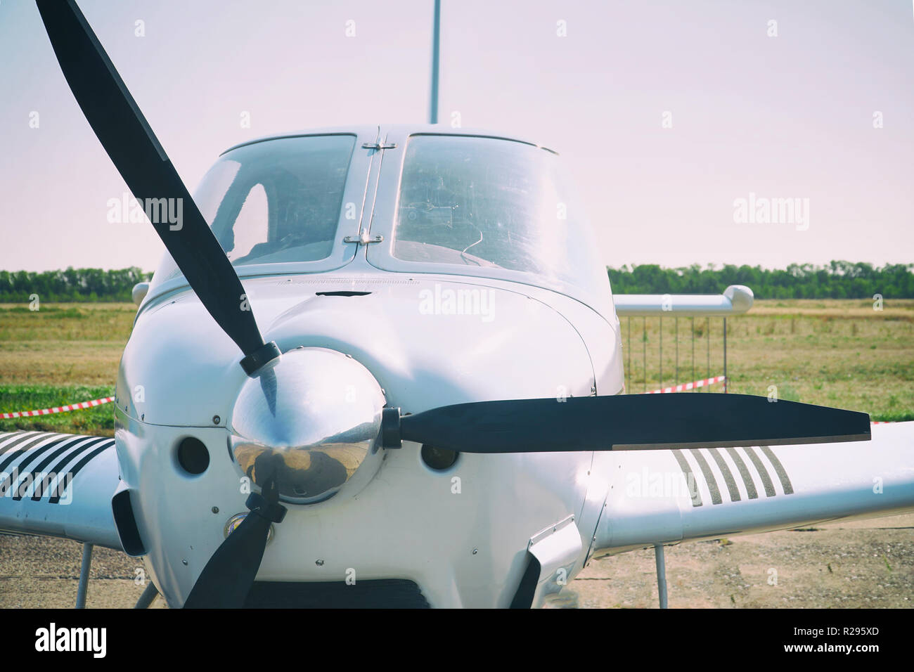 Light single-engine aircraft at the airport Stock Photo - Alamy