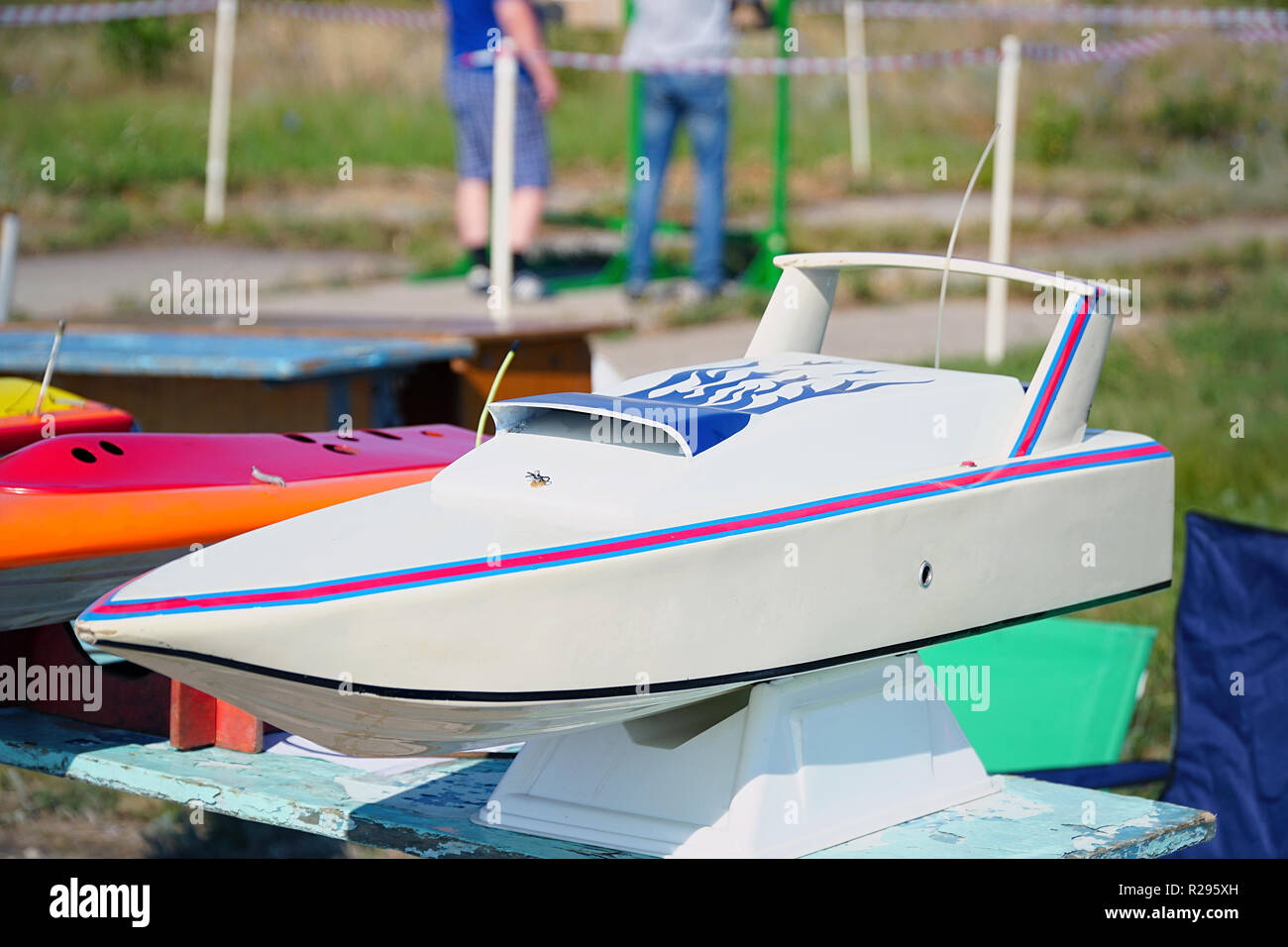 Modern toy model of radio-controlled boat Stock Photo - Alamy
