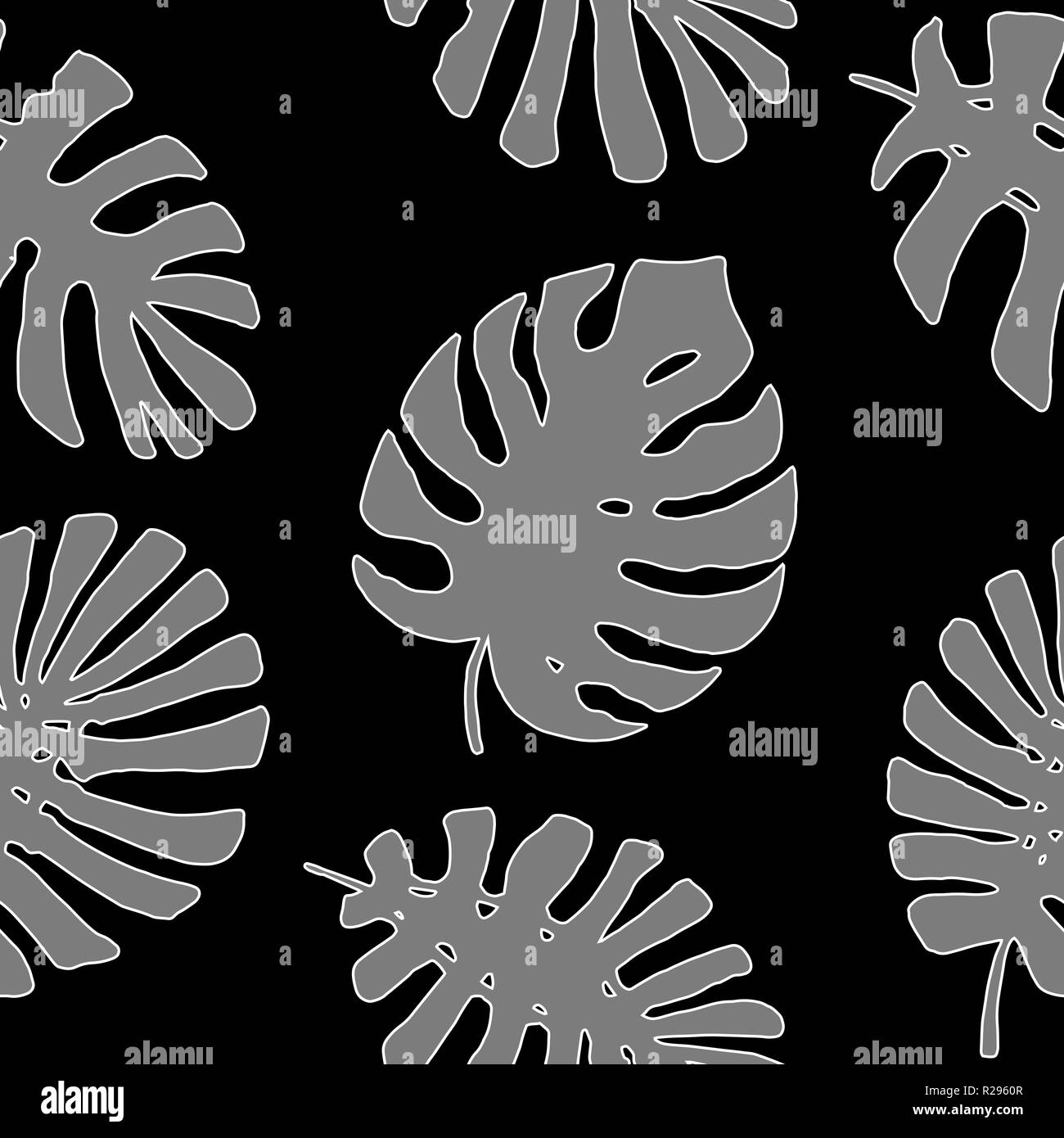 Tropical Palm Leaves Jungle Leaves Seamless Vector Floral Pattern